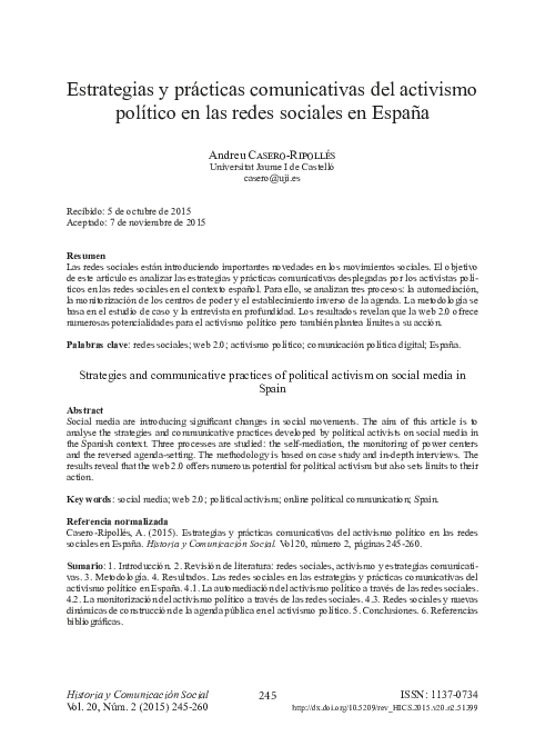 (PDF) Estrategias y prácticas comunicativas del activismo político en ...