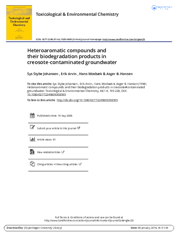 (PDF) Heteroaromatic compounds and their biodegradation products in ...