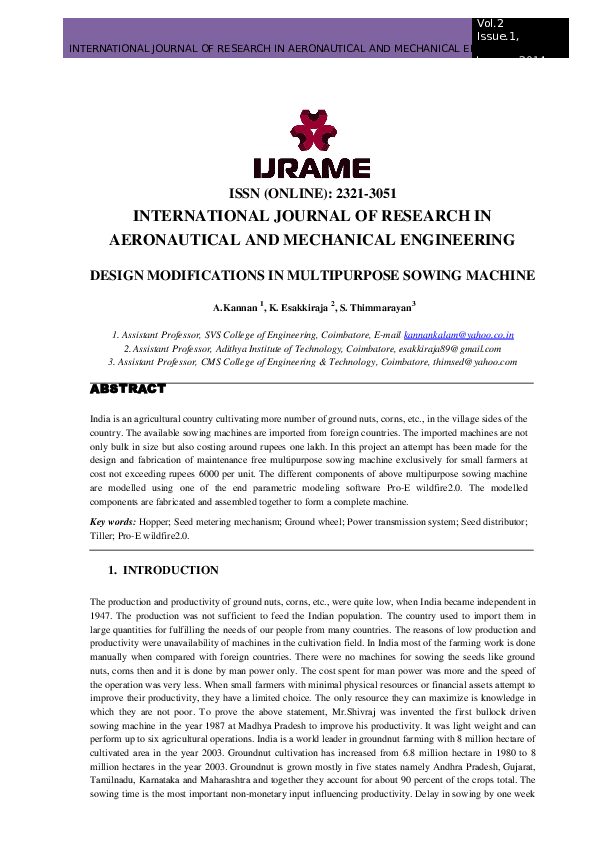 (DOC) DESIGN MODIFICATIONS IN MULTIPURPOSE SOWING MACHINE