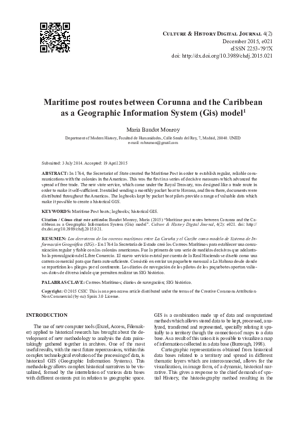 (PDF) 2015.- "Maritime post routes between Corunna and the Caribbean as ...