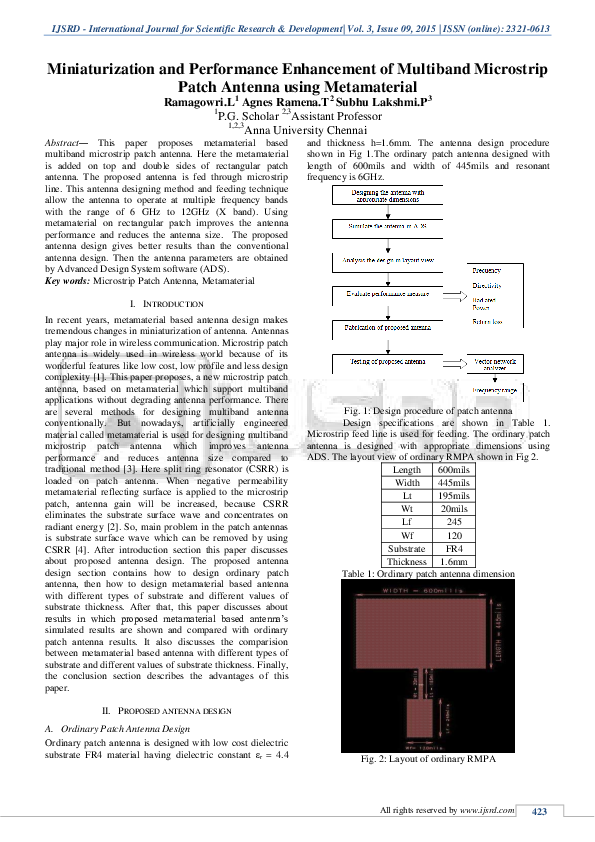 (PDF) Miniaturization and Performance Enhancement of Multiband Microstrip Patch Antenna Using ...
