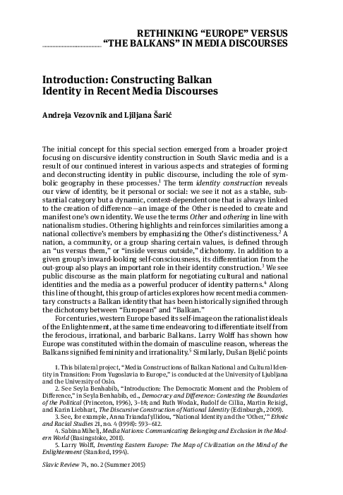 (PDF) Introduction: Constructing Balkan identity in recent media ...