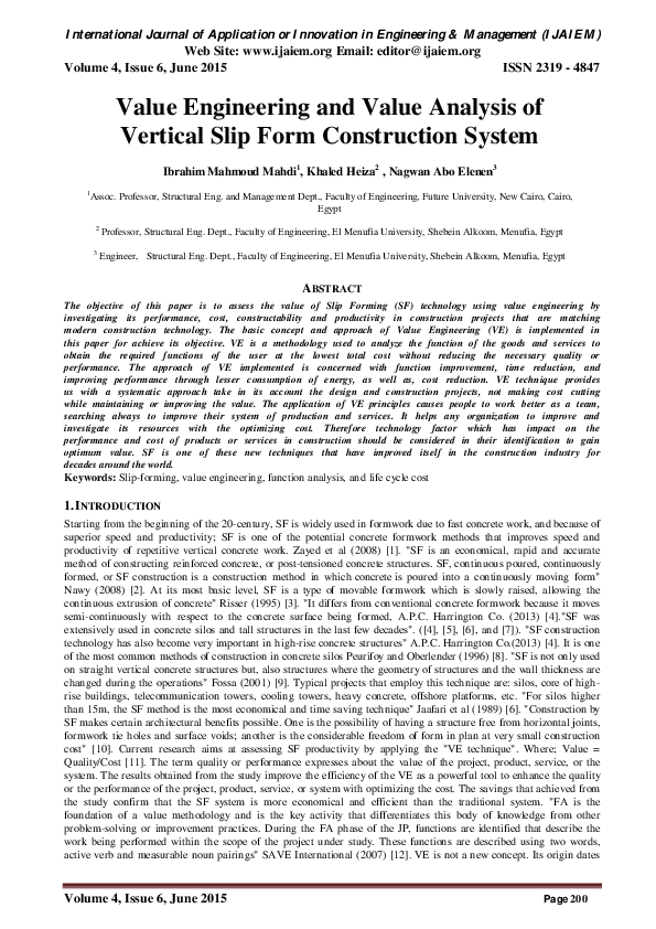 (PDF) Value Engineering and Value Analysis of Vertical Slip Form ...
