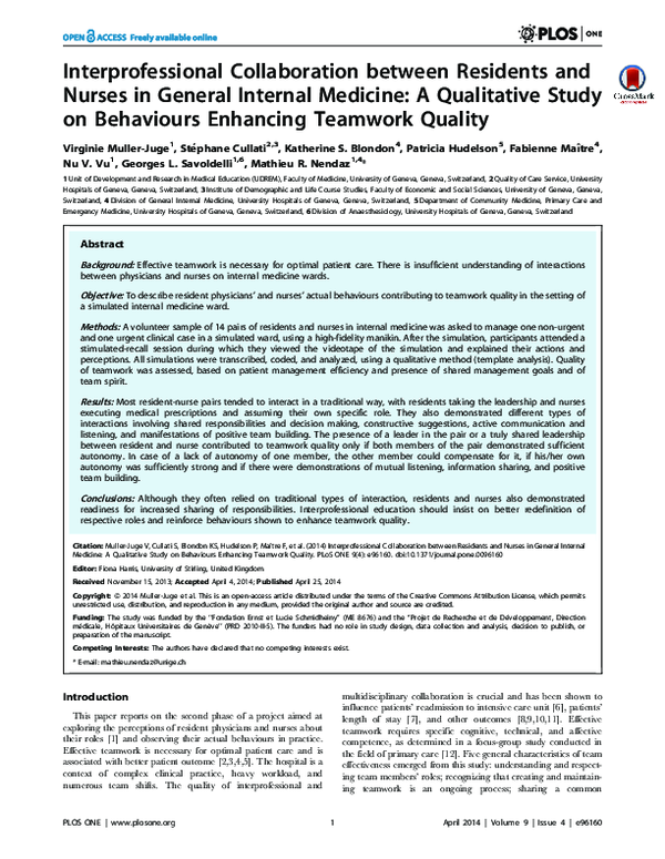 (PDF) Interprofessional Collaboration between Residents and Nurses in General Internal Medicine ...