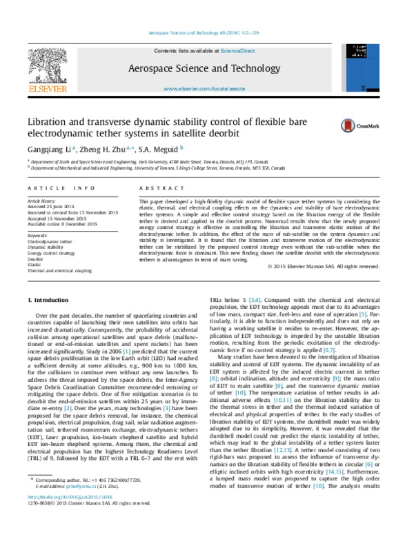(PDF) Libration and Transverse Dynamic Stability Control of Flexible Bare Electrodynamic Tether ...