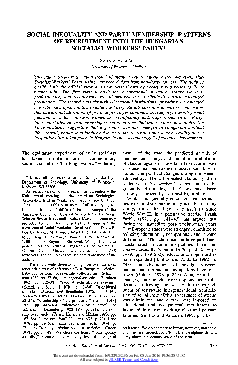 (PDF) Social Inequality and Party Membership