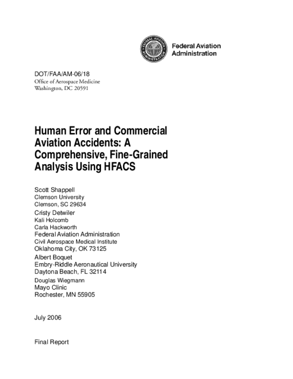 (PDF) Examining ATC Operational Errors Using the Human Factors Analysis ...