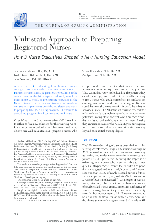 (PDF) Multistate Approach for Preparing Registered Nurses: How 3 Nurse ...