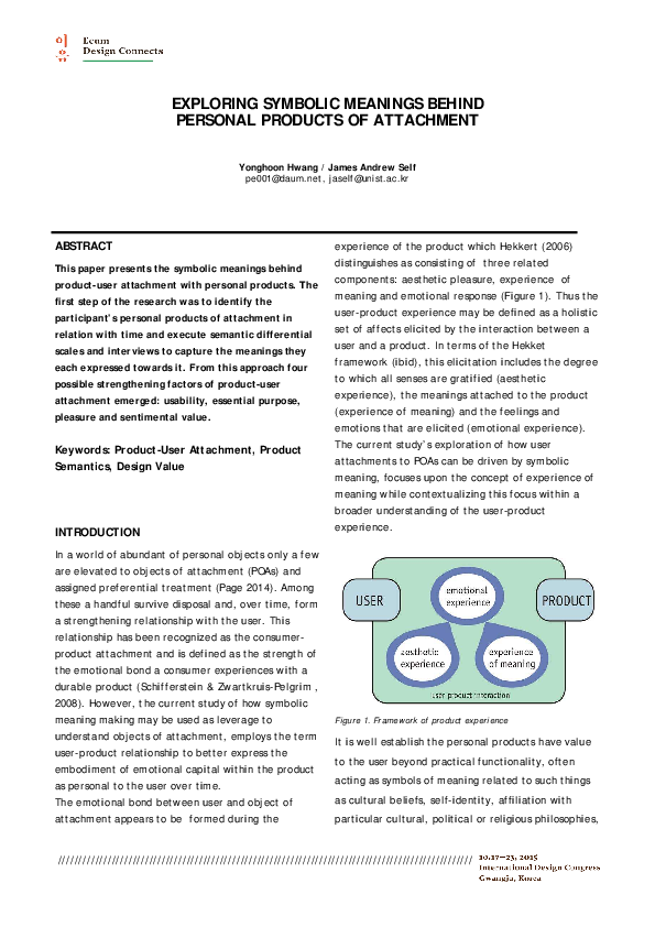 (PDF) EXPLORING SYMBOLIC MEANINGS BEHIND PERSONAL PRODUCTS OF ATTACHMENT (PDF) EXPLORING SYMBOLIC MEANINGS BEHIND PERSONAL PRODUCTS OF ATTACHMENT