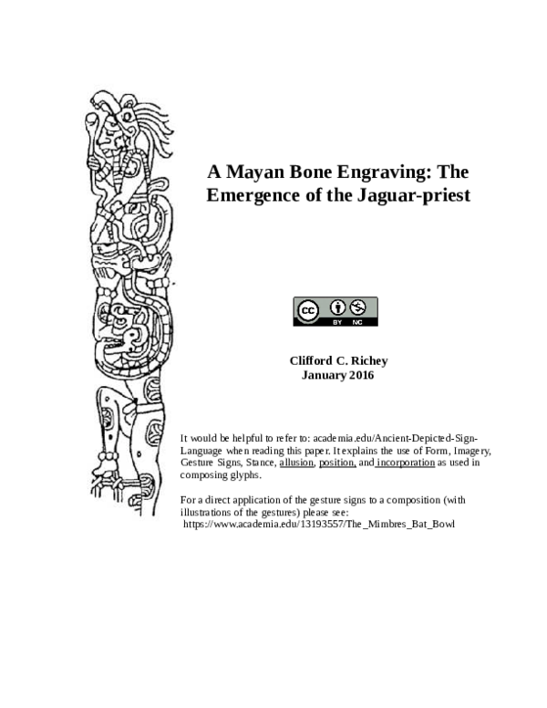 A Mayan Bone Engraving: The Emergence of the Jaguar-priest