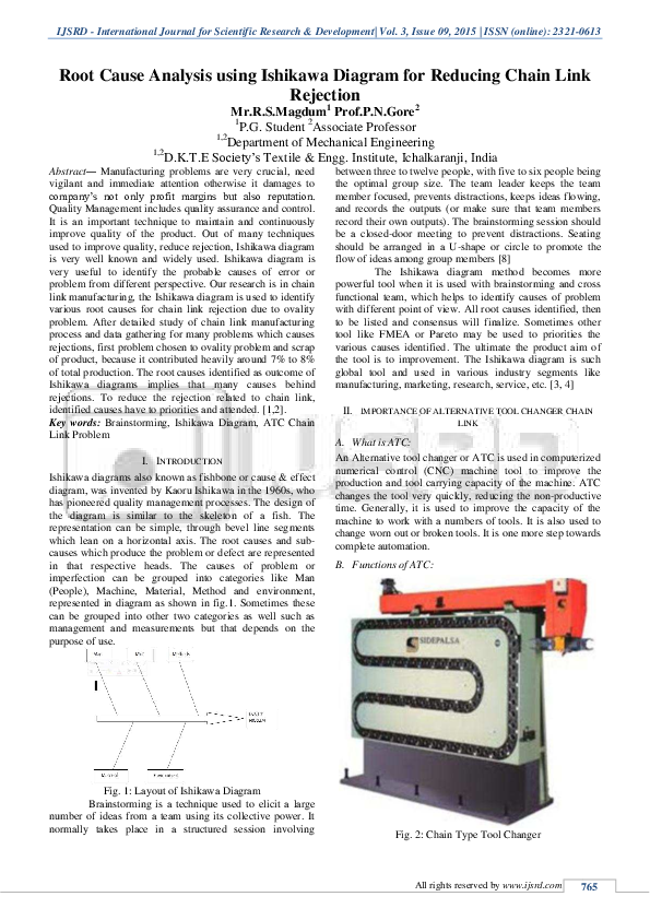 (PDF) Root Cause Analysis using Ishikawa Diagram for Reducing Chain ...