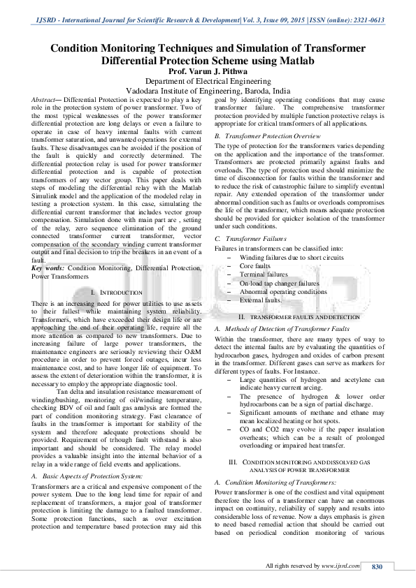 (PDF) Condition Monitoring Techniques and Simulation of Transformer Differential Protection ...