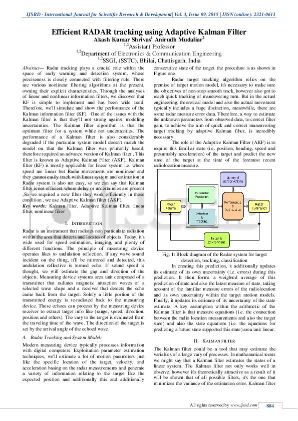 (PDF) Efficient RADAR Tracking Using Adaptive Kalman Filter