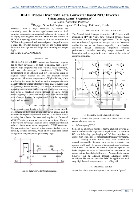 (PDF) BLDC Motor Drive With Zeta Converter Based NPC Inverter