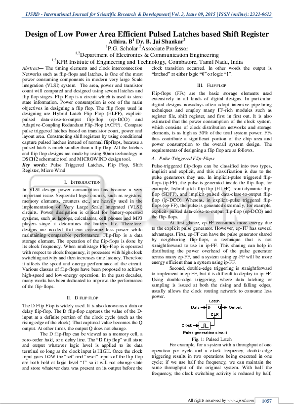 (PDF) Design of Low Power Area Efficient Pulsed Latches Based Shift Register