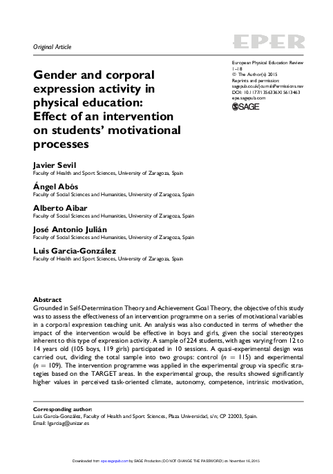 (PDF) Gender and corporal expression activity in physical education ...