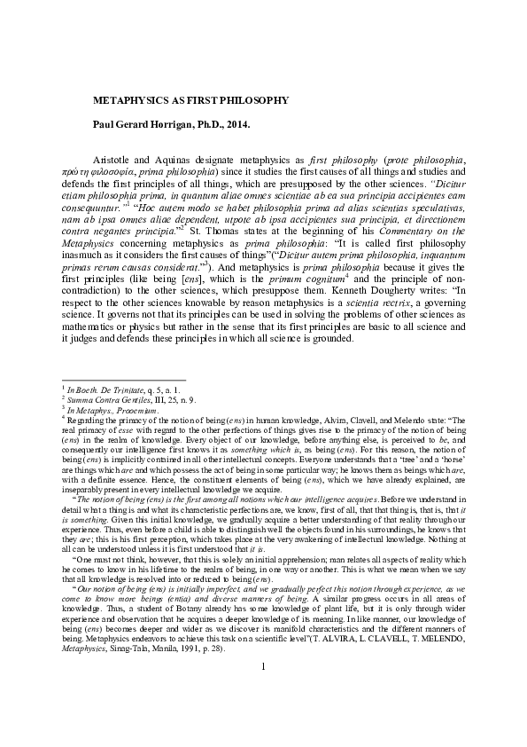 (PDF) Metaphysics as First Philosophy