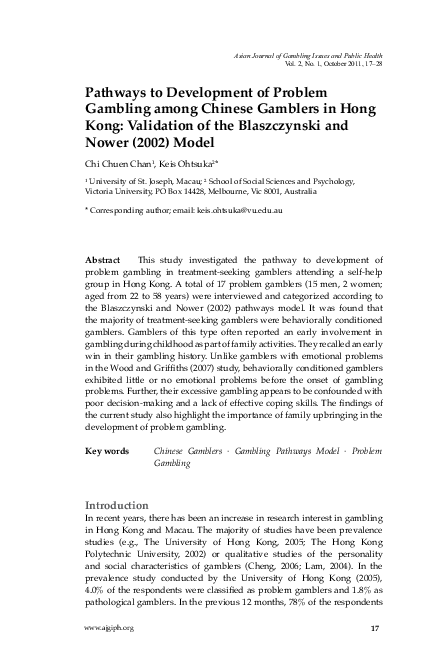 (PDF) Pathways to development of problem gambling among Chinese ...