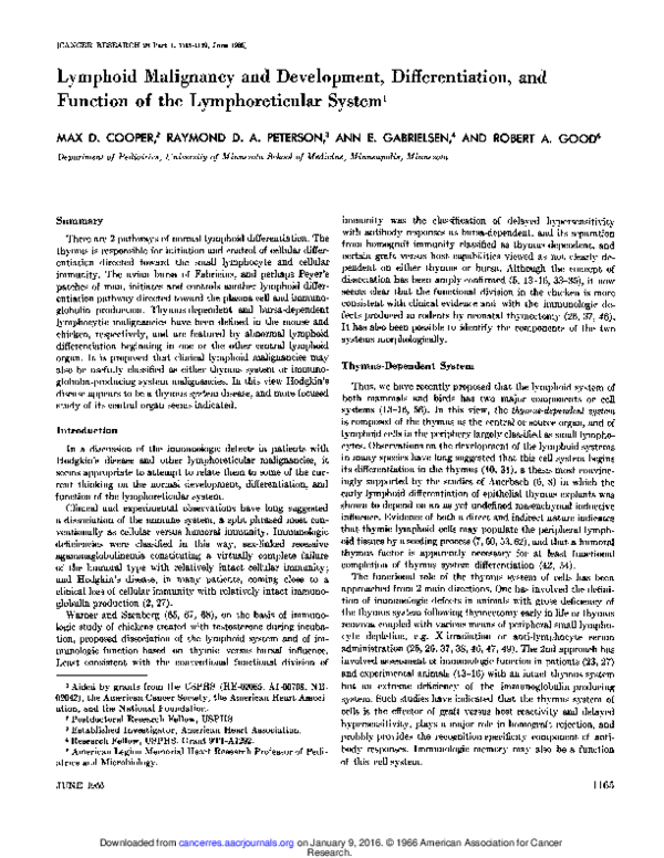 (PDF) Lymphoid Malignancy and Development, Differentiation, and ...