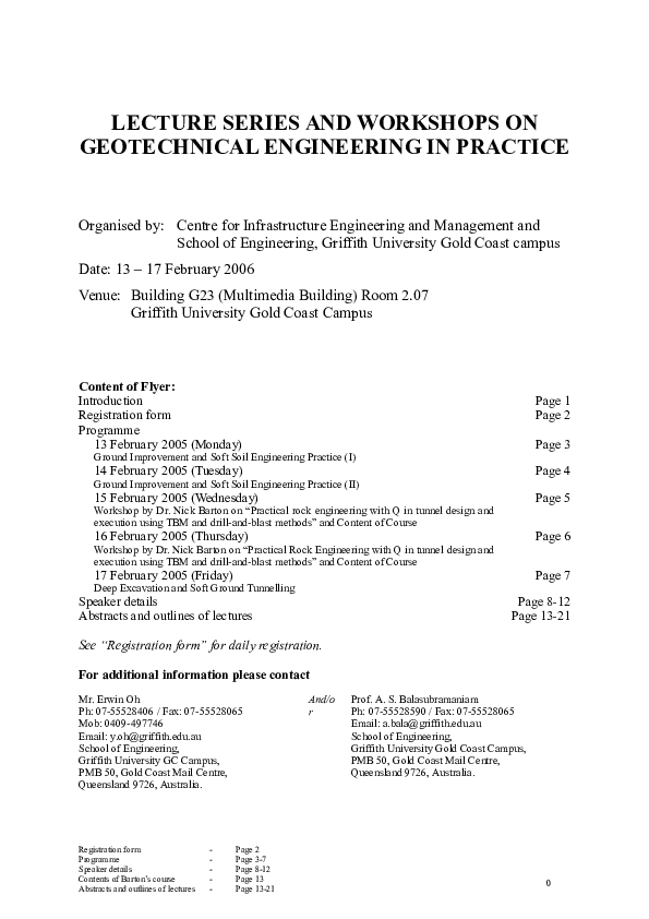 (DOC) FEBRUARY 2006 Short Course at Griffith