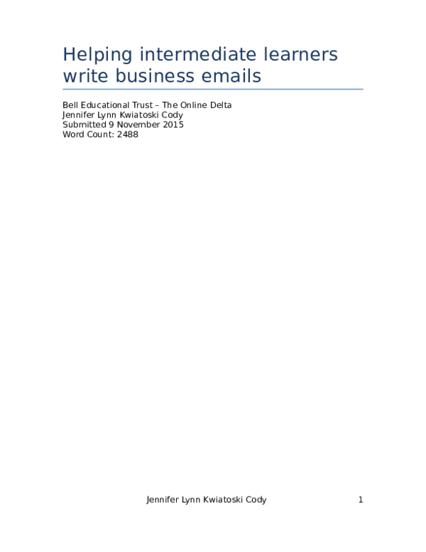 (DOC) Helping intermediate students write business emails
