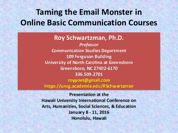 (PDF) Taming the Email Monster in Online Basic Communication Courses ...