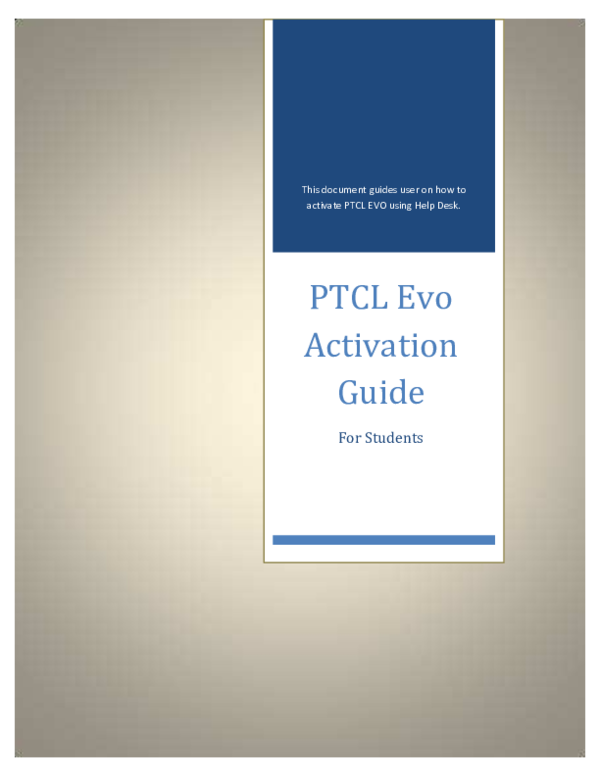 (PDF) PTCL Evo Activation Guide