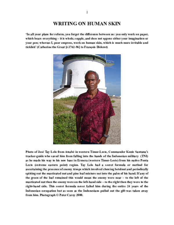 (DOC) "Writing on Human Skin: Towards an Oral History of East Timor"