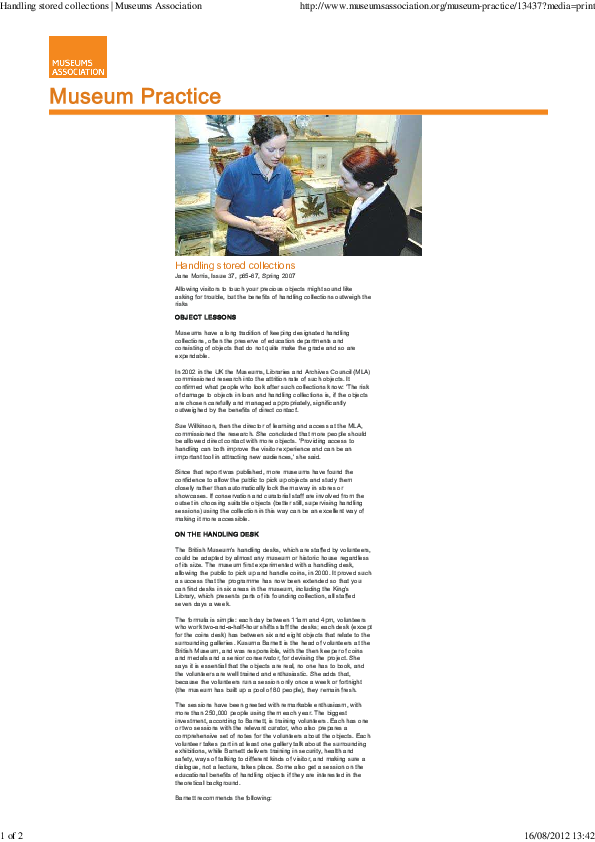 (PDF) Handling stored collections | Museums Association