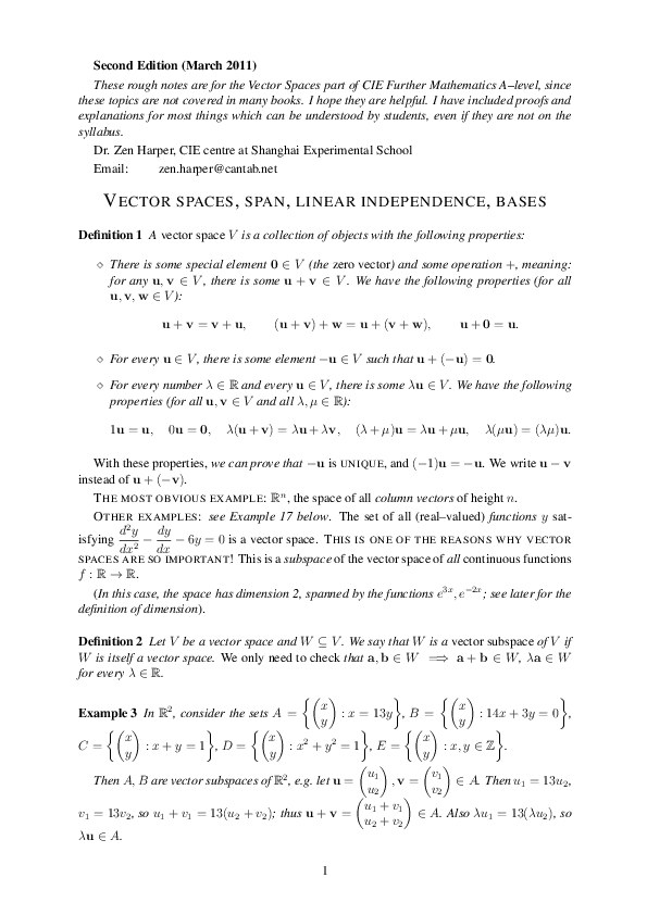 (PDF) 2011 vector spaces matrices 04 | Shirui Xylem - Academia.edu