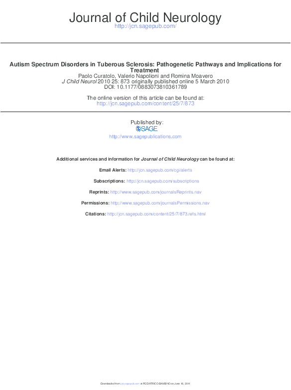 (PDF) Autism spectrum disorders in tuberous sclerosis pathogenetic ...
