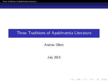 Three Traditions of Apabhraṃśa Literature