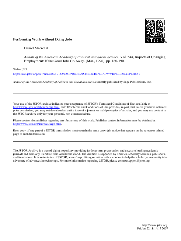 (PDF) Performing Work Without Doing Jobs