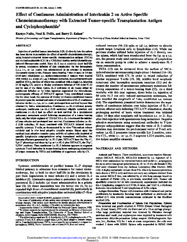 (PDF) Effect of Continuous Administration of Interleukin 2 on Active ...