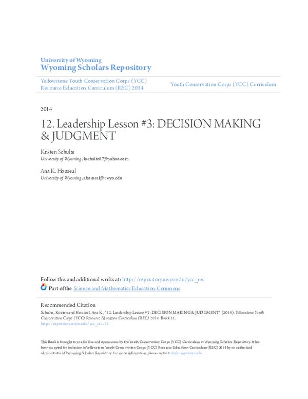 (PDF) 12. Leadership Lesson #3: DECISION MAKING & JUDGMENT | Ana ...