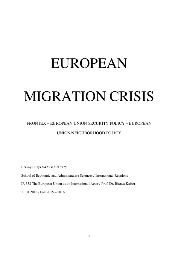 (PDF) European Migration Crisis