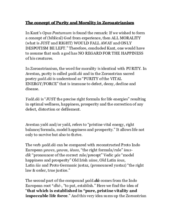 (DOC) The concept of Purity and Morality in Zoroastrianism