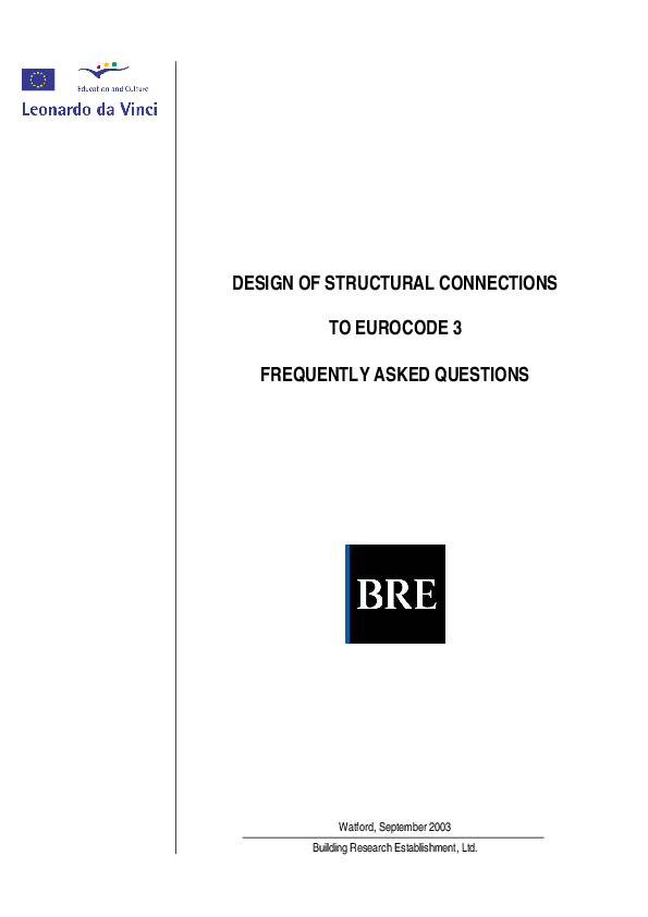 (PDF) DESIGN OF STRUCTURAL CONNECTIONS TO EUROCODE 3