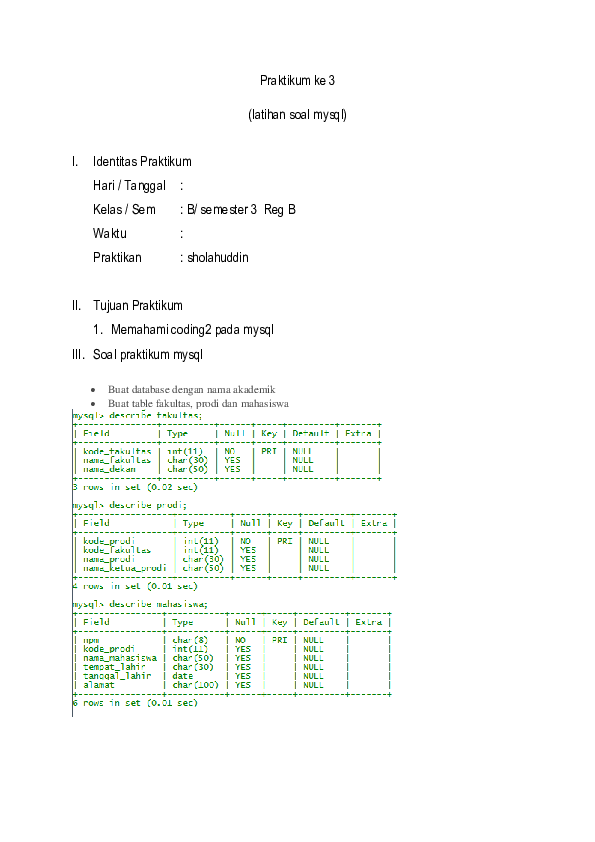 (PDF) cara membuat database, tabel dan input data pada mysql 2 ...