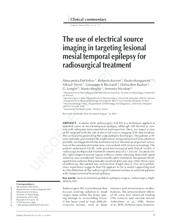 (PDF) The use of electrical source imaging in targeting lesional mesial ...