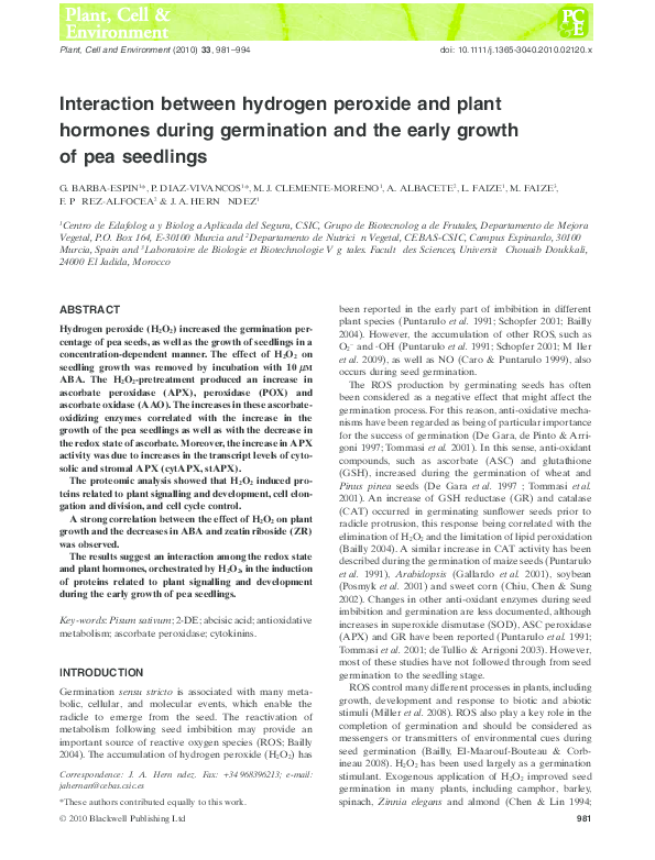 (PDF) Interaction between hydrogen peroxide and plant hormones during ...