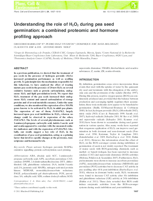 (PDF) Understanding the role of H2O2 during pea seed germination: a ...