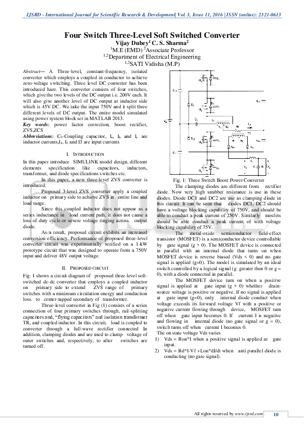 (PDF) Four switch Three-Level Soft Switched Converter