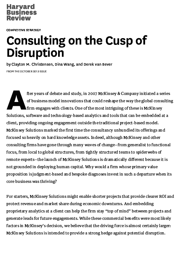 (PDF) Consulting on the Cusp of Disruption
