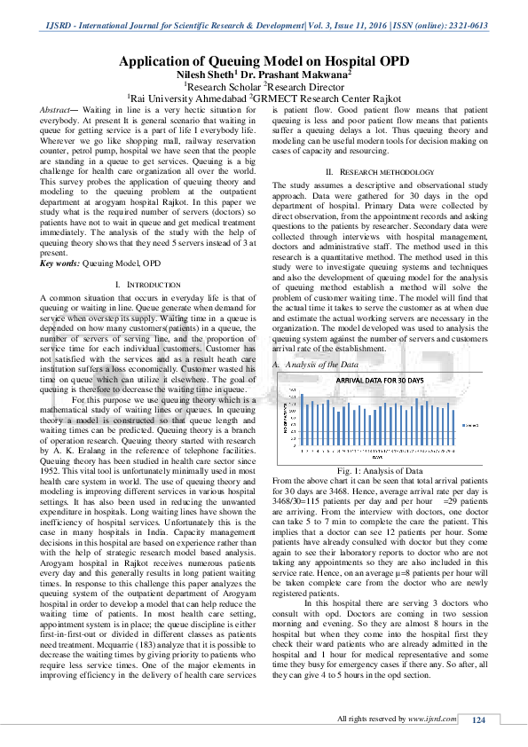 (PDF) Application of Queuing model on Hospital OPD (PDF) Application of Queuing model on Hospital OPD