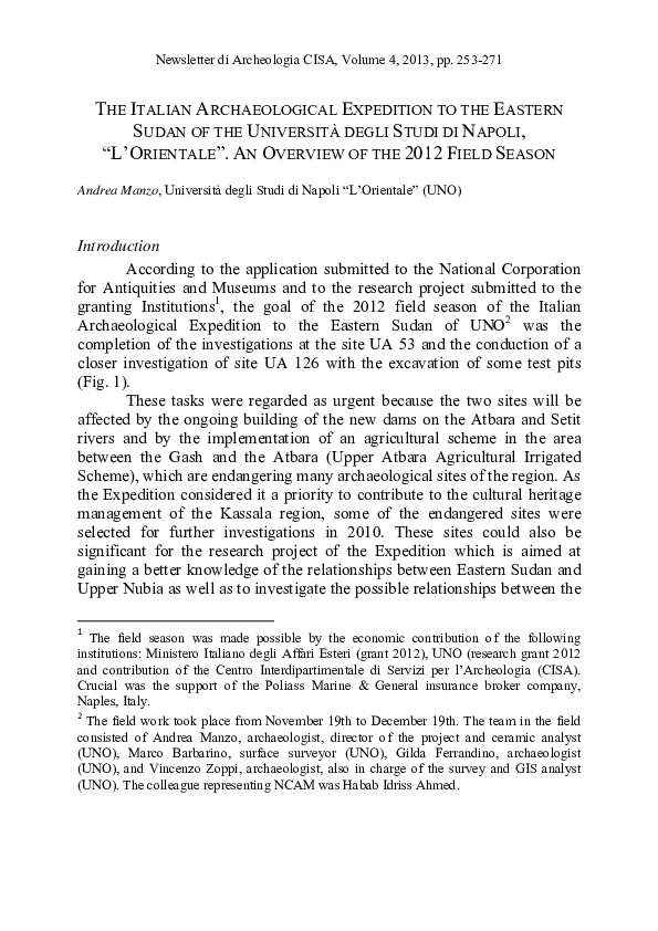 (PDF) Andrea Manzo, The Italian Archaeological Expedition to the ...