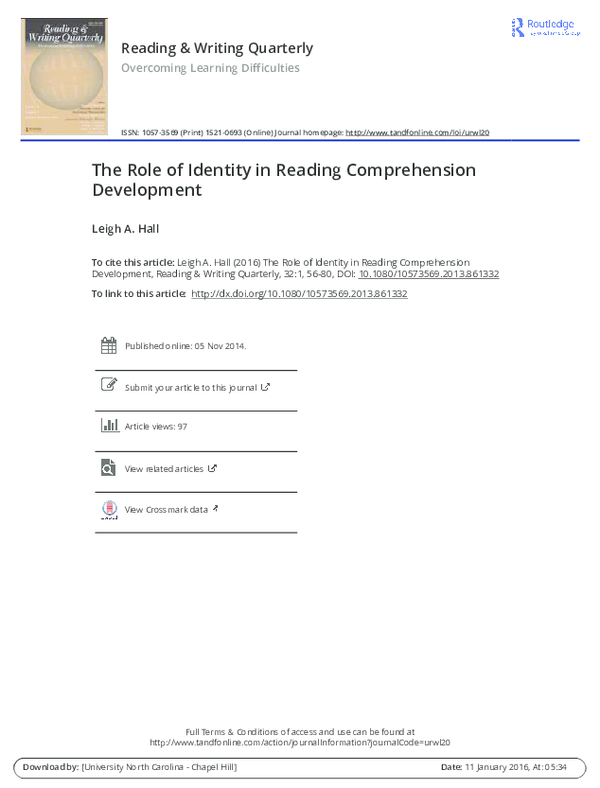 (PDF) The Role of Identity in Reading Comprehension Development