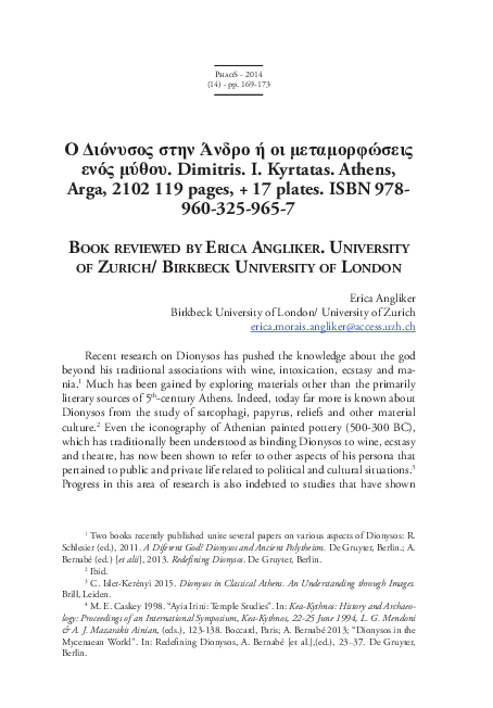 (PDF) Dionysos on Andros or the Metamorphoses of One Myth. Dimitris. I ...