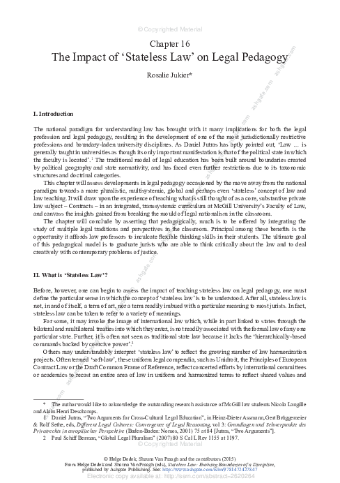 (PDF) The Impact of 'Stateless Law' on Legal Pedagogy