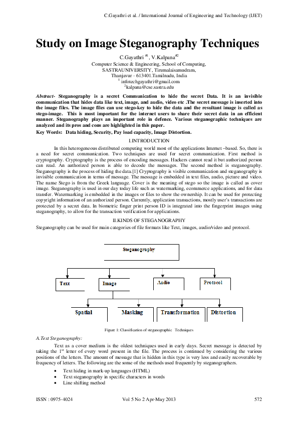 (PDF) Study on Image Steganography Techniques